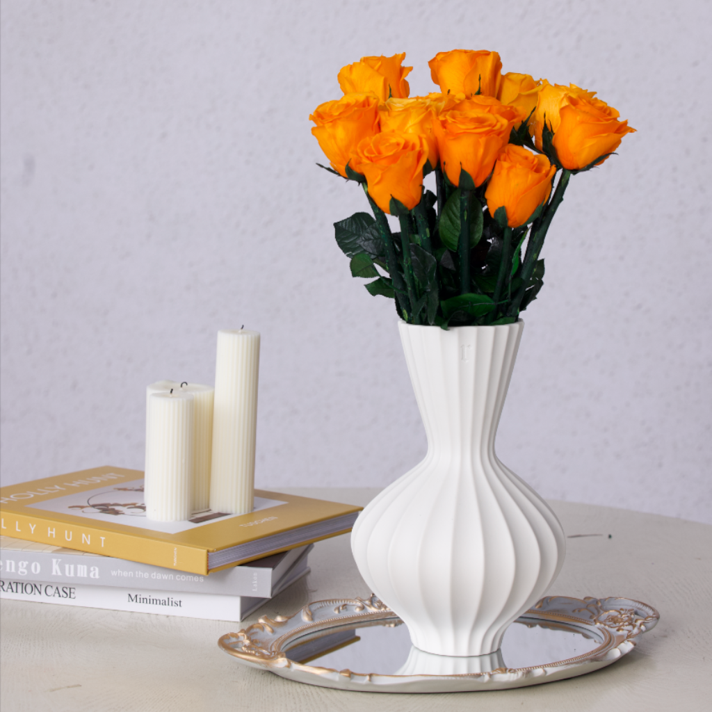 12 Long-Stem Forever Roses in Porcelain Vase | Rococo